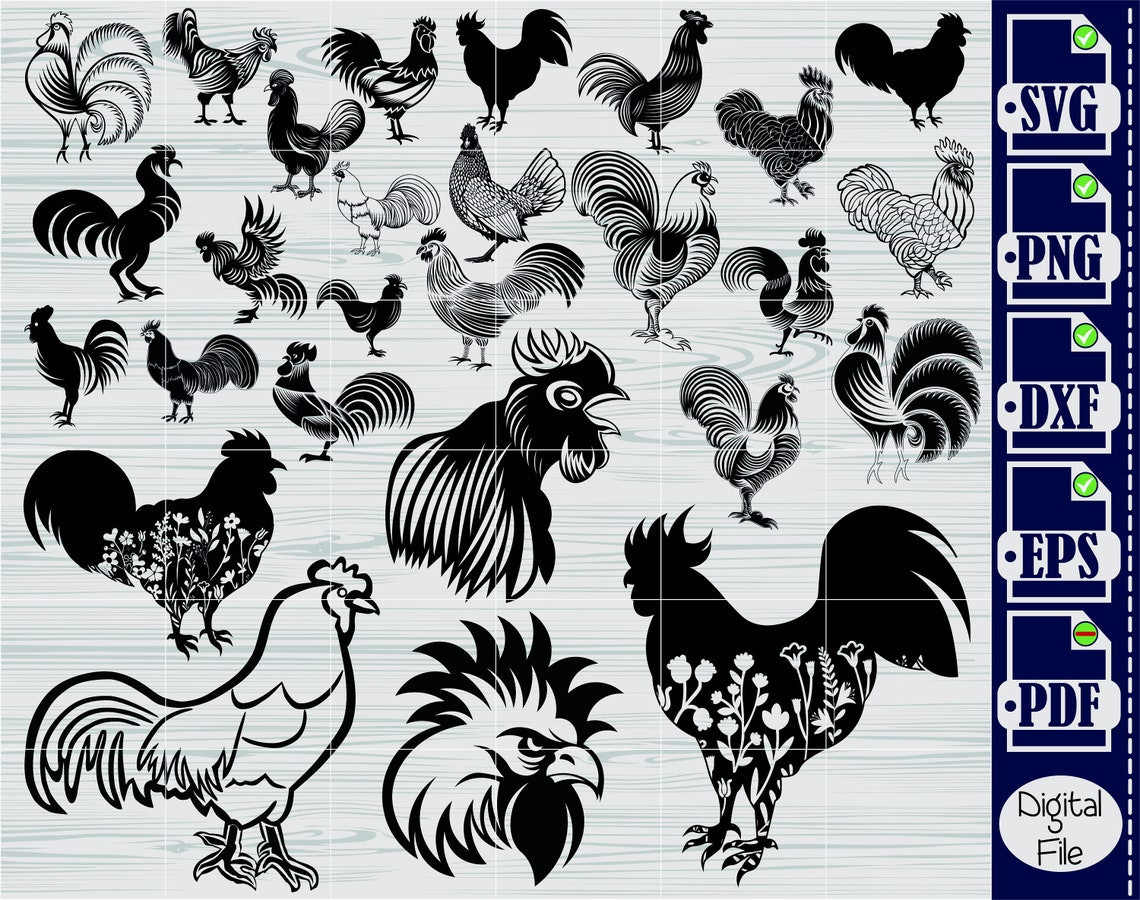 Rooster SVG Rooster SVG Bundle Rooster Clipart Rooster Cut - Etsy