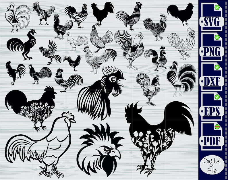 Rooster SVG Rooster SVG Bundle Rooster Clipart Rooster Cut - Etsy
