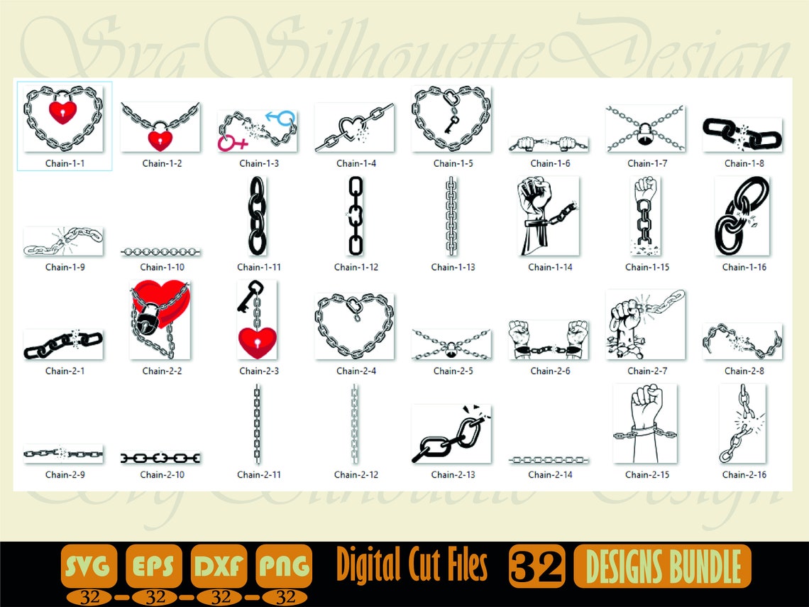 Chain SVG Broken Chain SVG Chain Clipart Chain Files for | Etsy