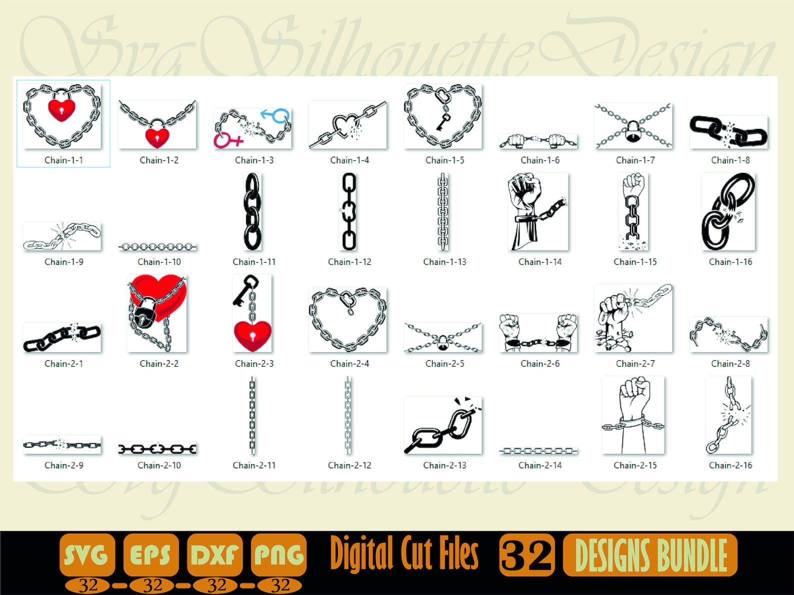 Chain SVG Broken Chain SVG Chain Clipart Chain Files for | Etsy