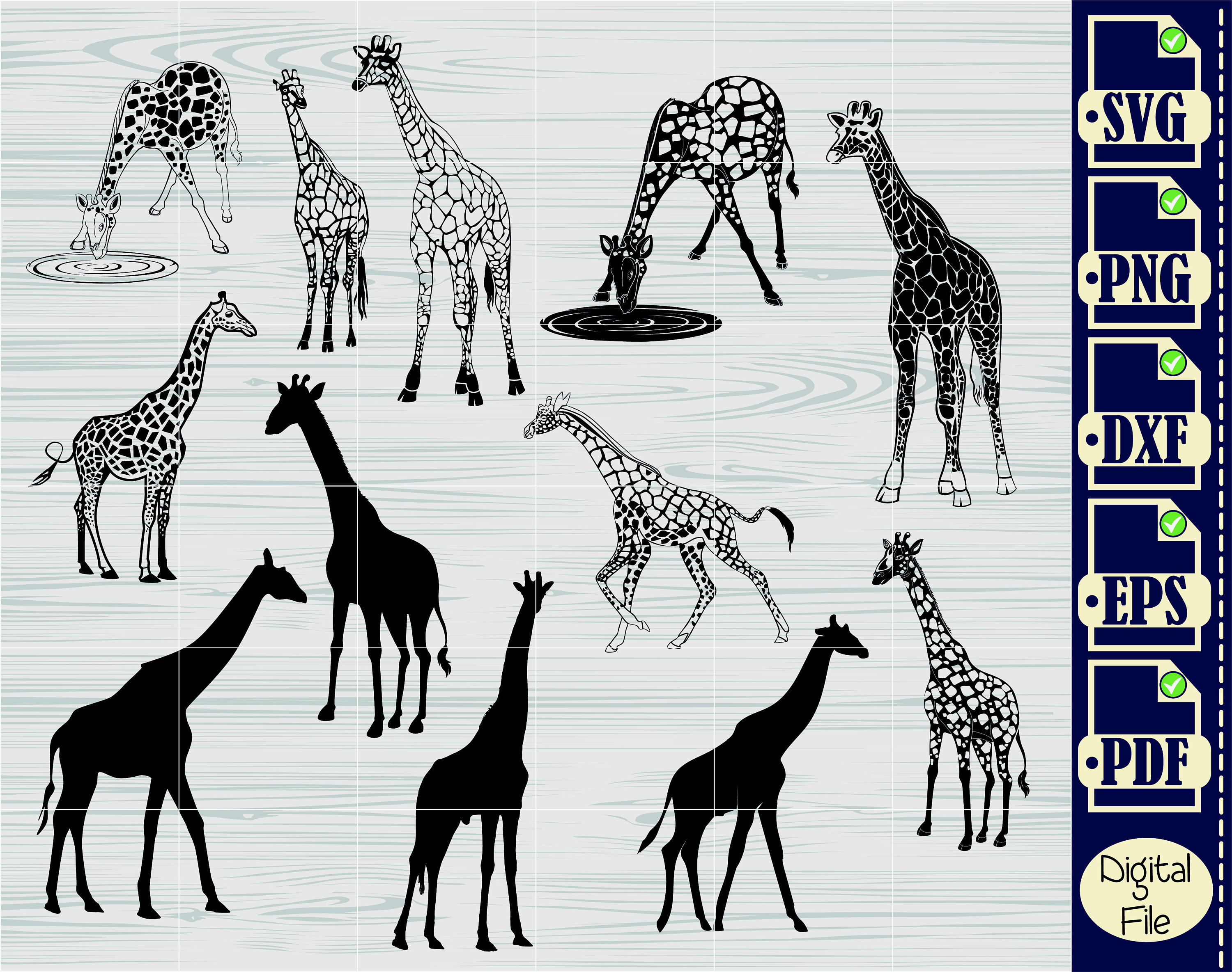 Giraffe SVG Bundle, Giraffe SVG, Giraffe Clipart, Giraffe Cut Files for ...