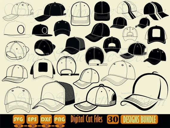 Baseball Cap SVG Bundle Baseball Cap SVG Clipart Cut Files | Etsy