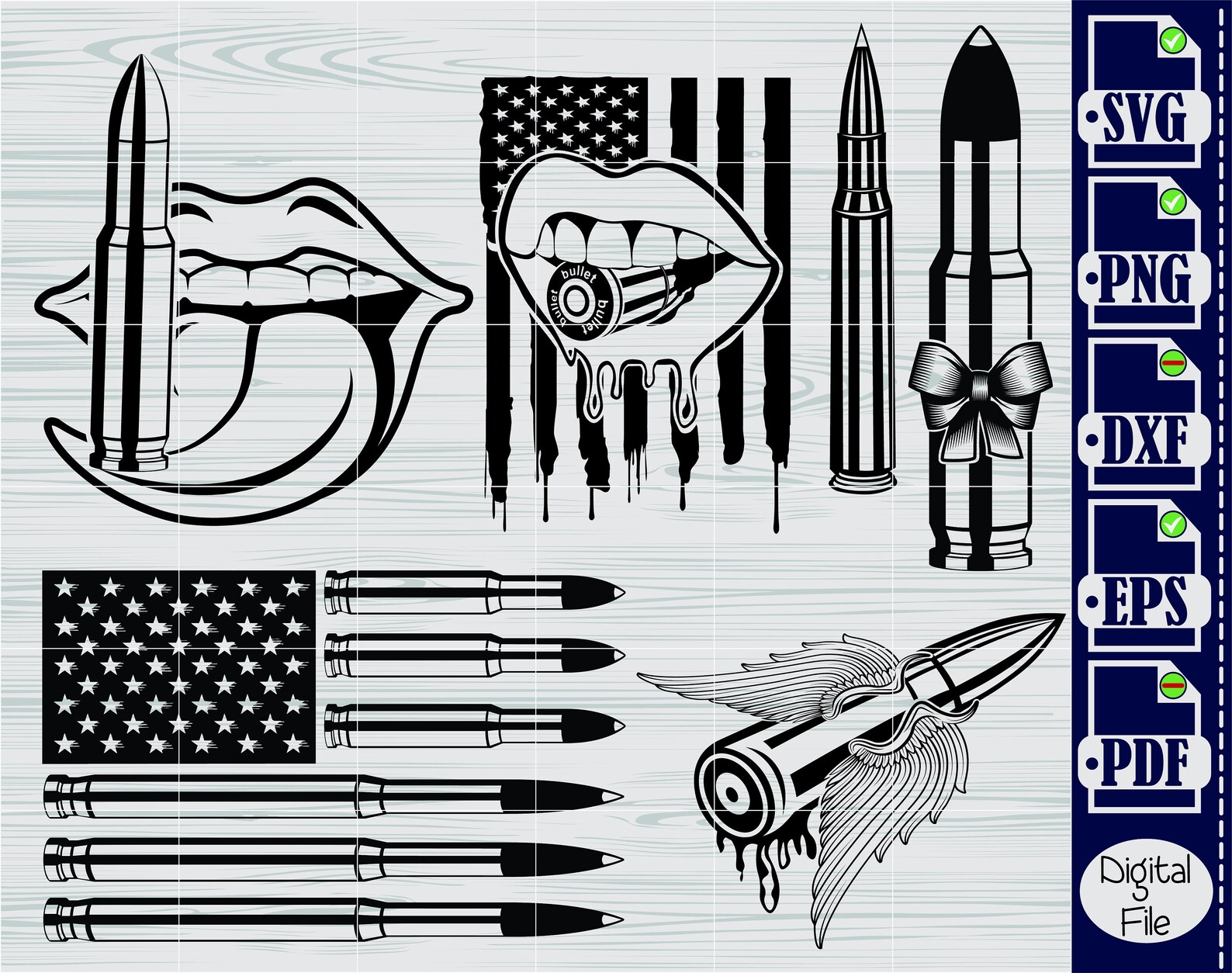 Bullet SVG Lips With Bullet Svg Flag Bullet Svg Shot Gun - Etsy
