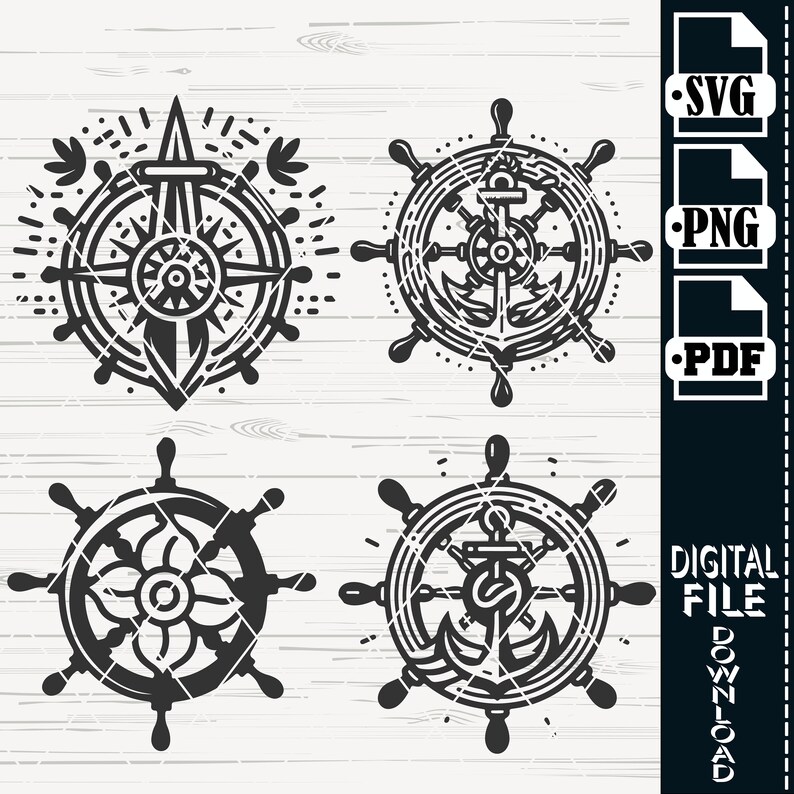 Ship Wheel SVG Bundle, Nautical Captain Wheel Clipart (digital File) - Etsy