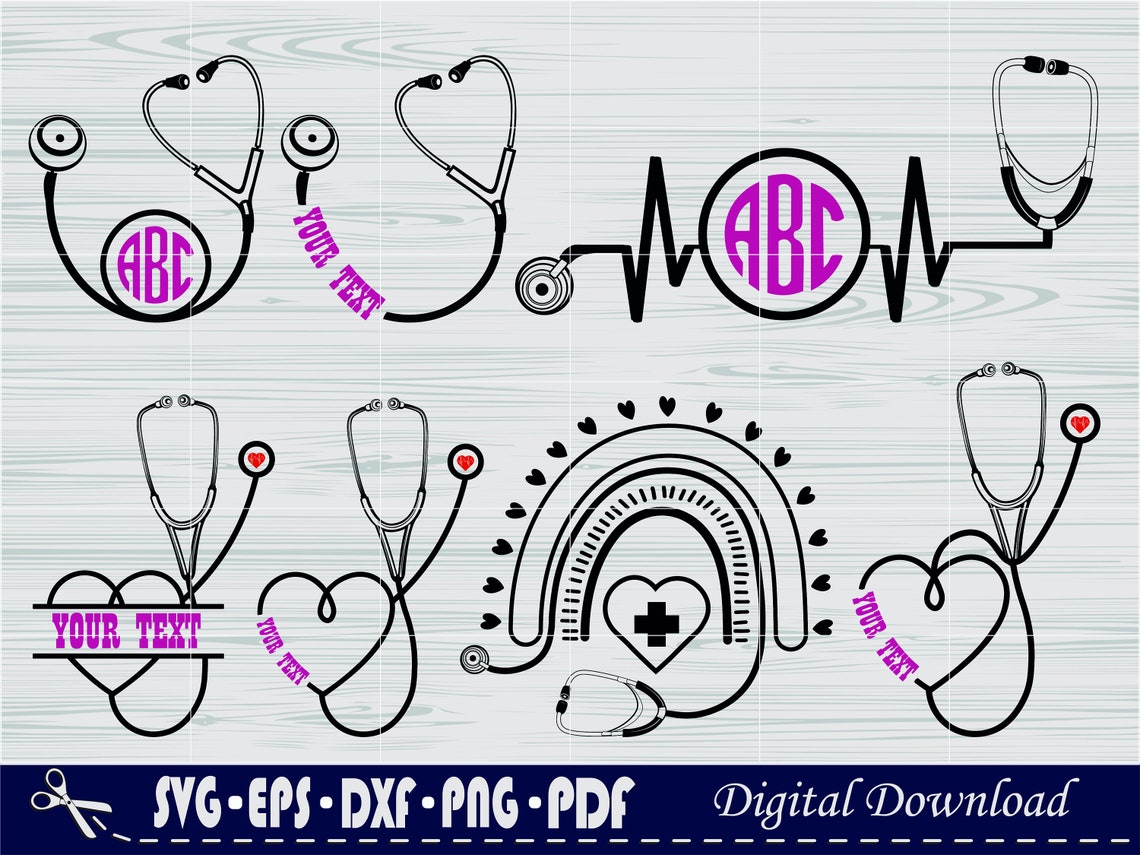 Stethoscope SVG 3 Stethoscope Split Monogram SVG Bundle - Etsy