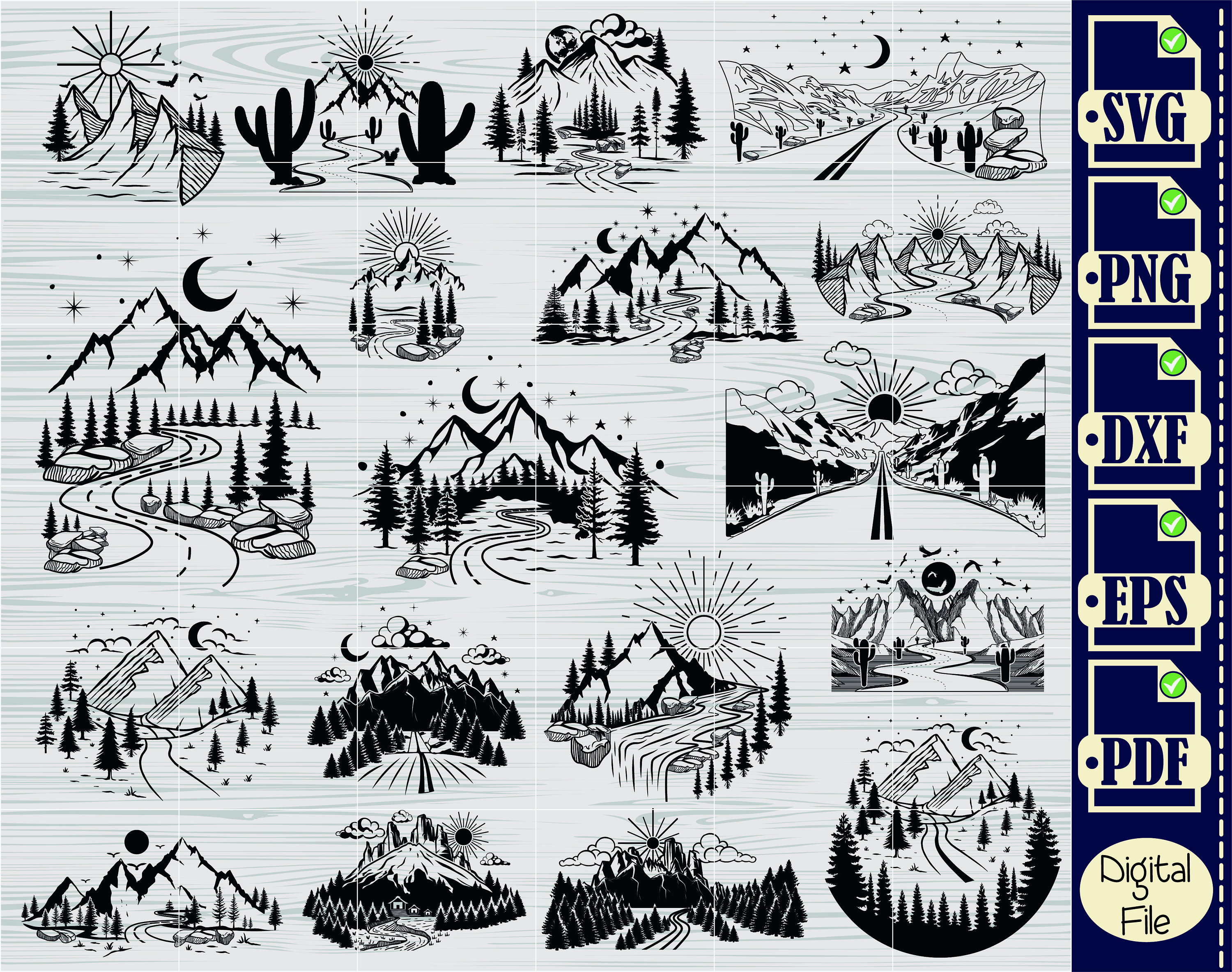 Mountain SVG Mountains Svg Clipart. Trees Svg. Forest Svg - Etsy Singapore