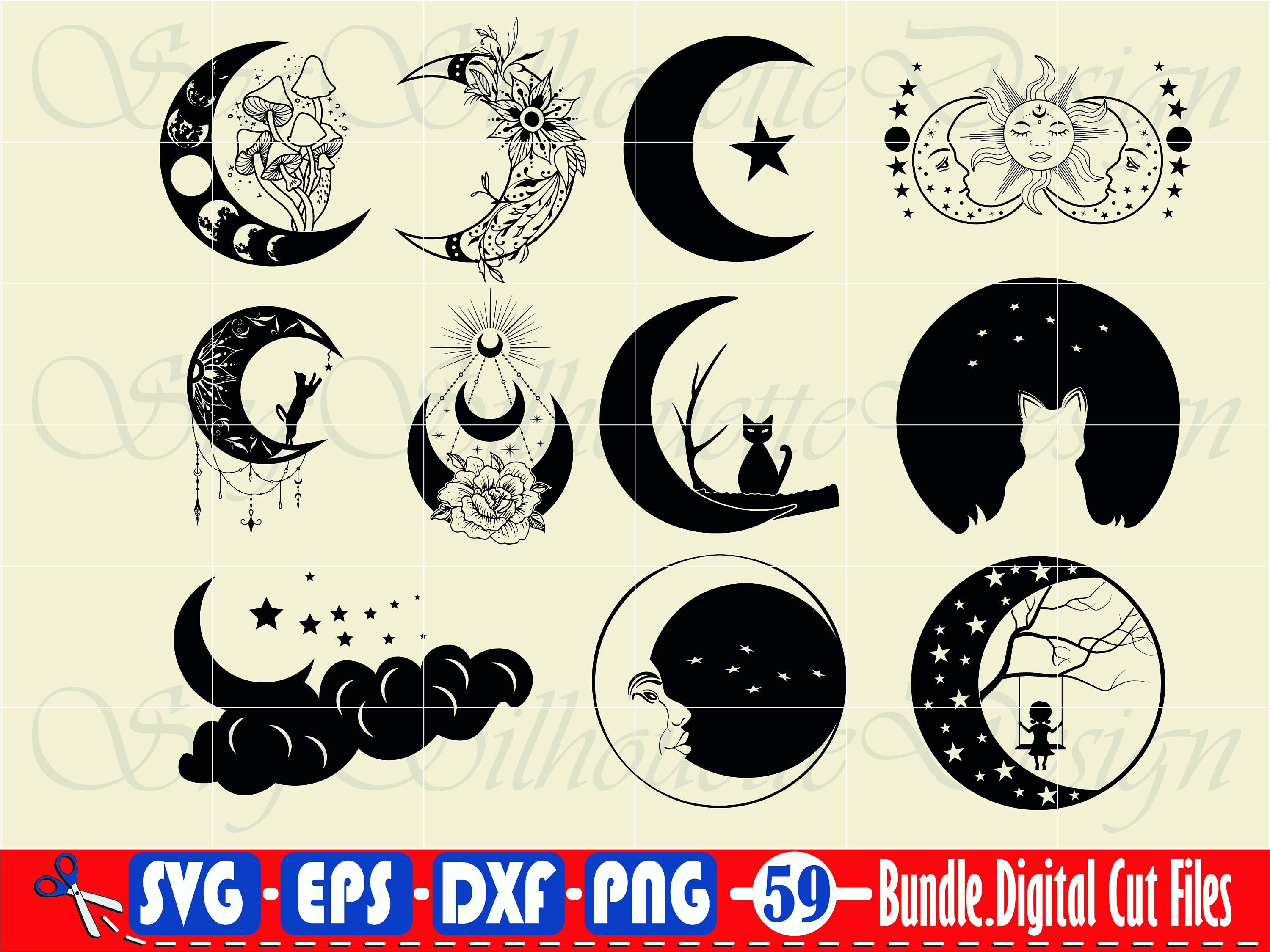 Moon Phases Svg 1 Celestial Svg Moon Phase Svg Boho - Etsy
