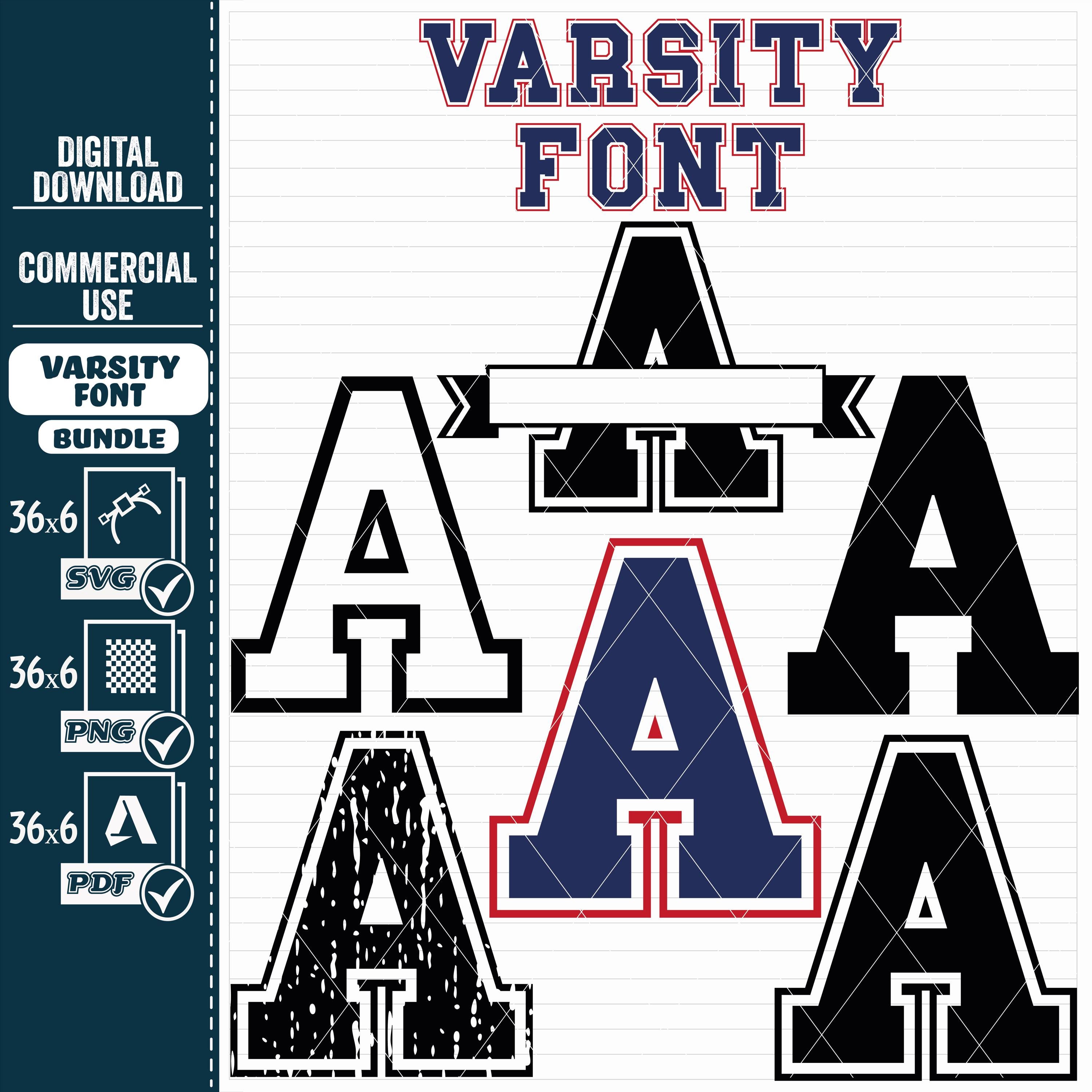 Varsity Font SVG PNG, Distressed Split Letters (digital Download) - Etsy