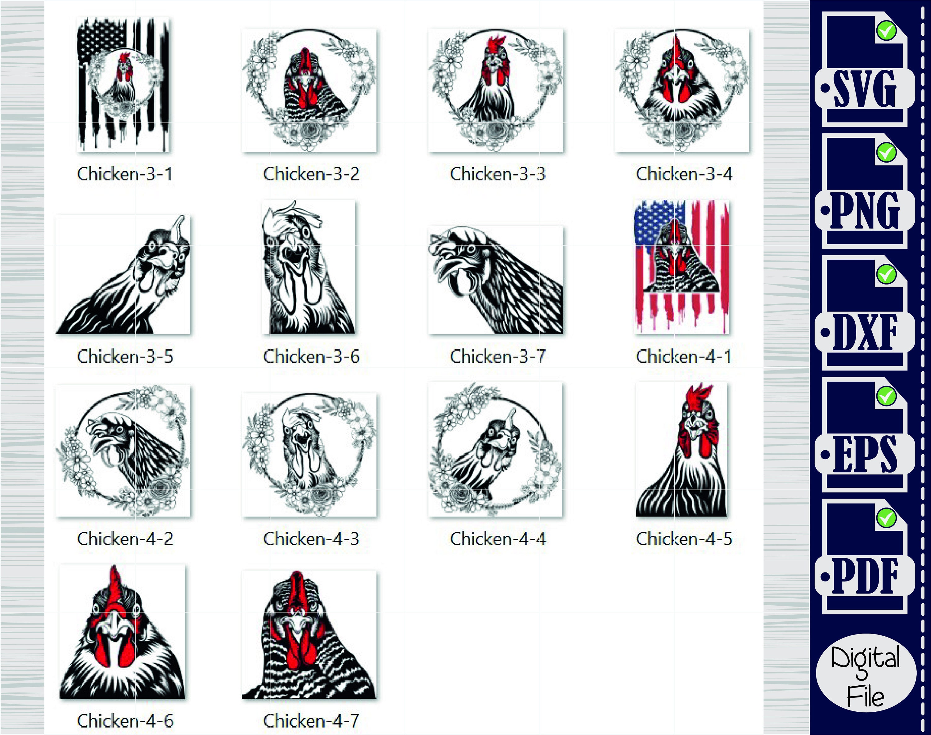 Chicken Svg Files 5 for Cricut Cute Rooster Clipart Farm - Etsy