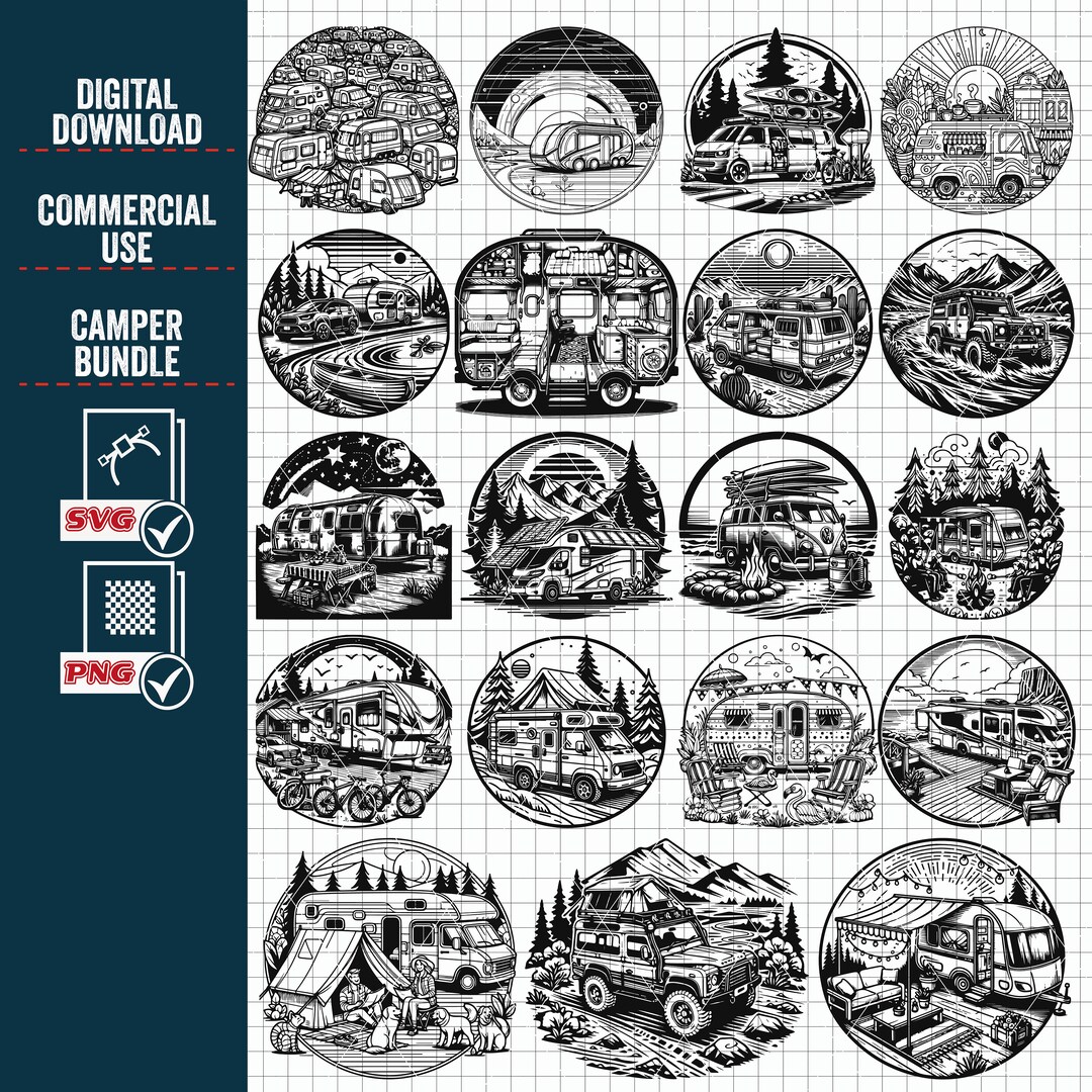 CARAVAN SVG Bundle, Happy Camper Svg, Camper Svg, Car Svg, Camping Svg ...