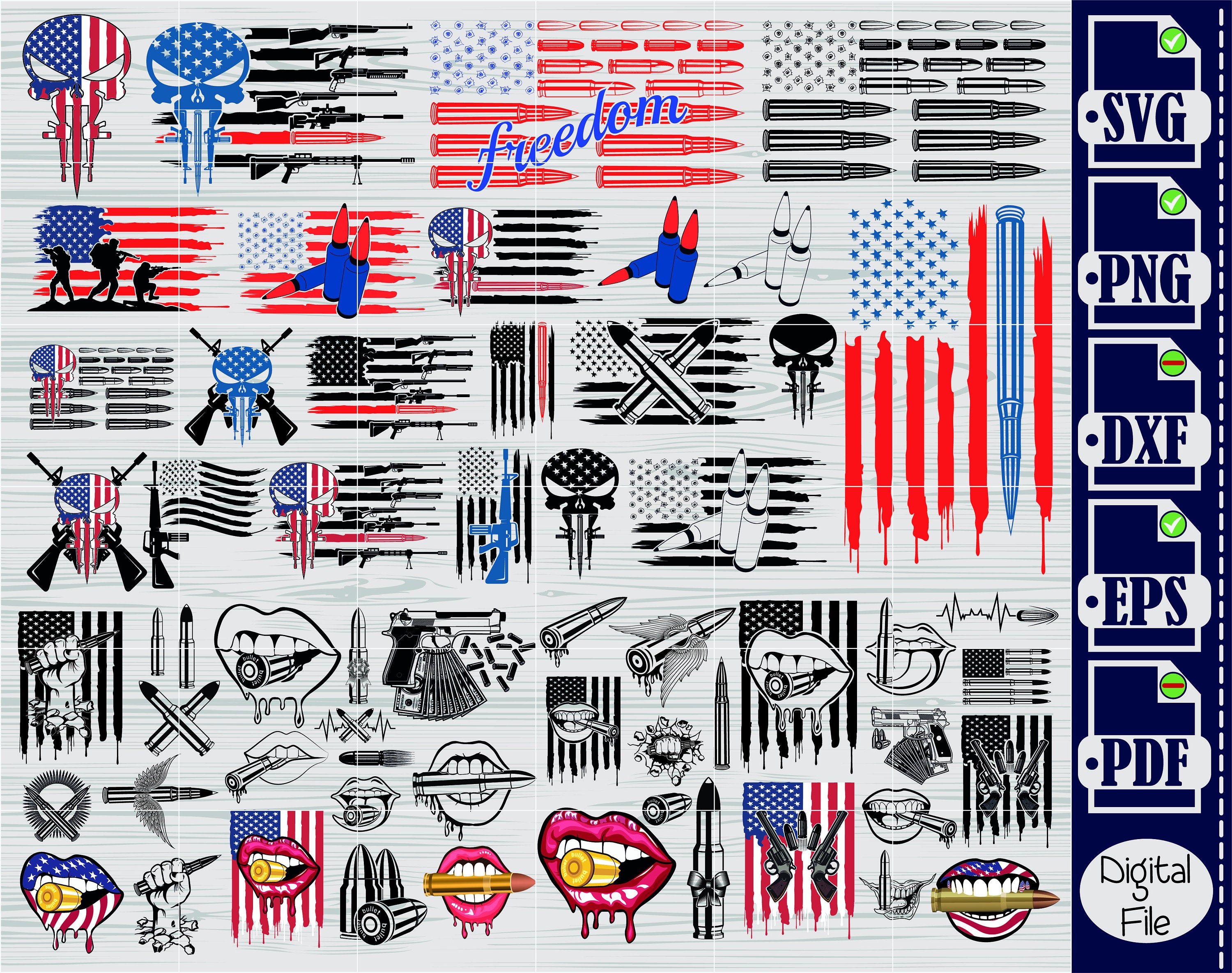 Bullet SVG Lips With Bullet Svg Flag Bullet Svg Shot Gun - Etsy Canada