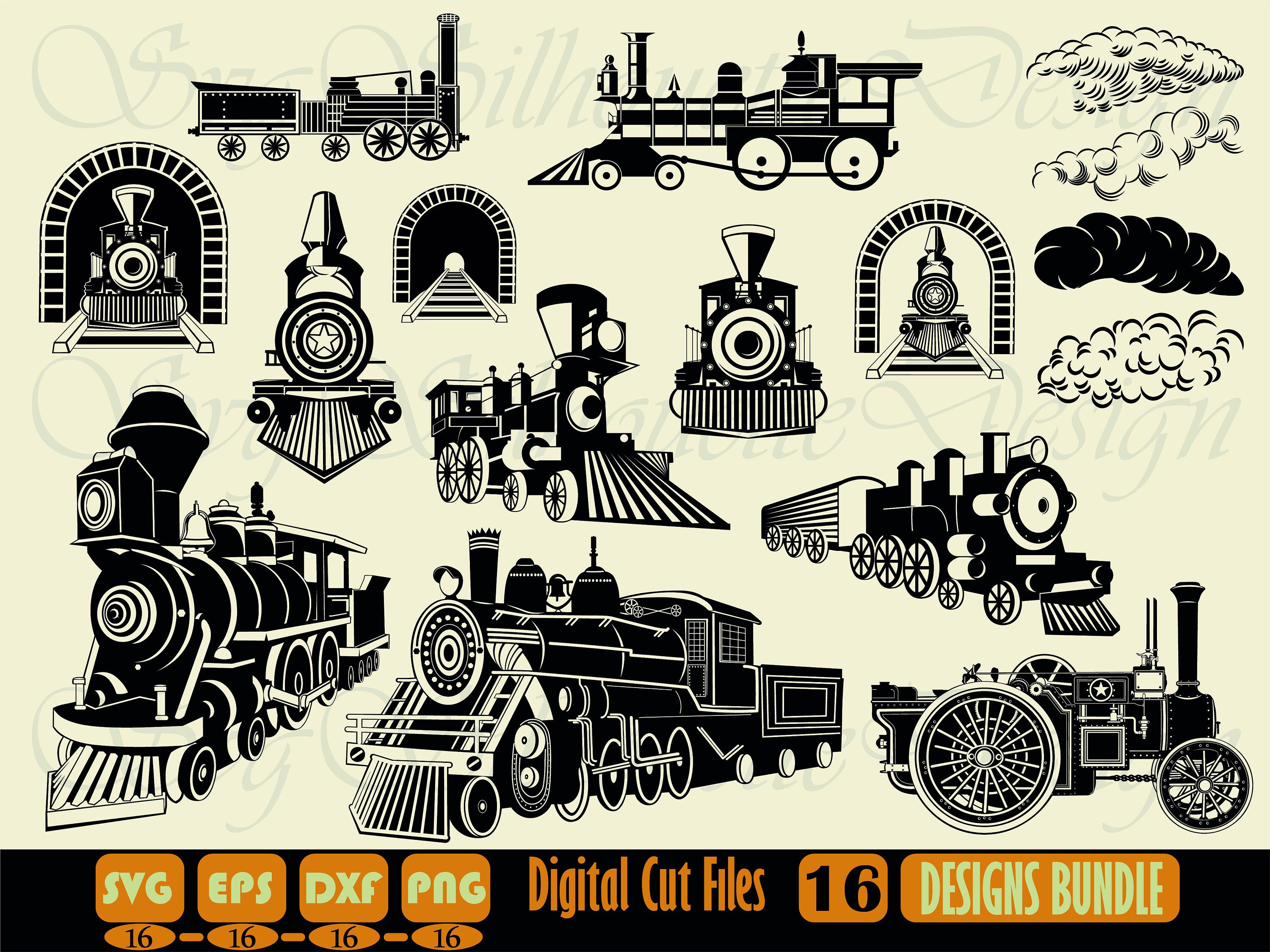 Train Svg Train Silhouette Train Svg Bundle Locomotive Svg Design