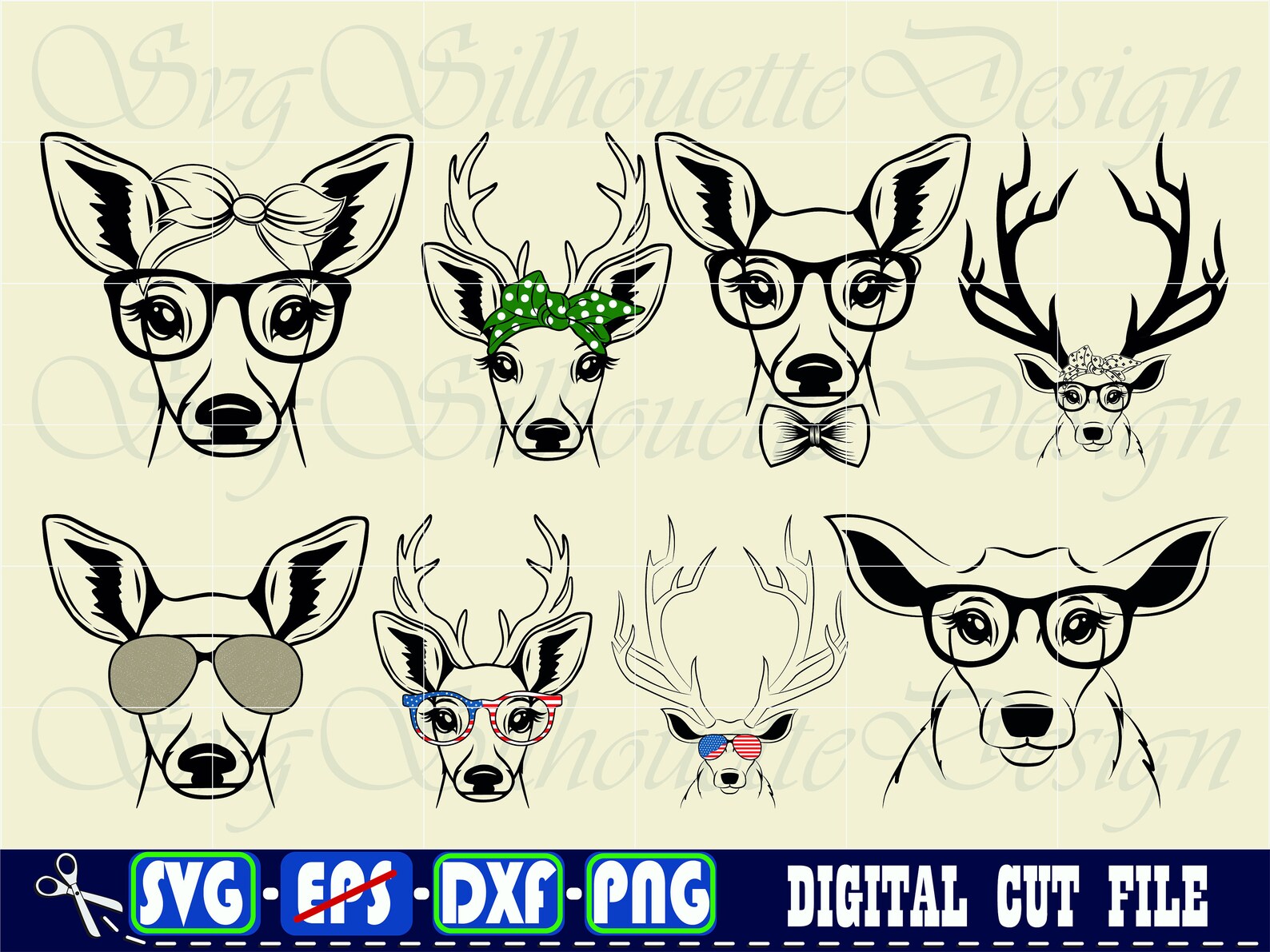 Deer Face SVG Bundle 1 Moose Svg Floral Deer Svg Deer With | Etsy