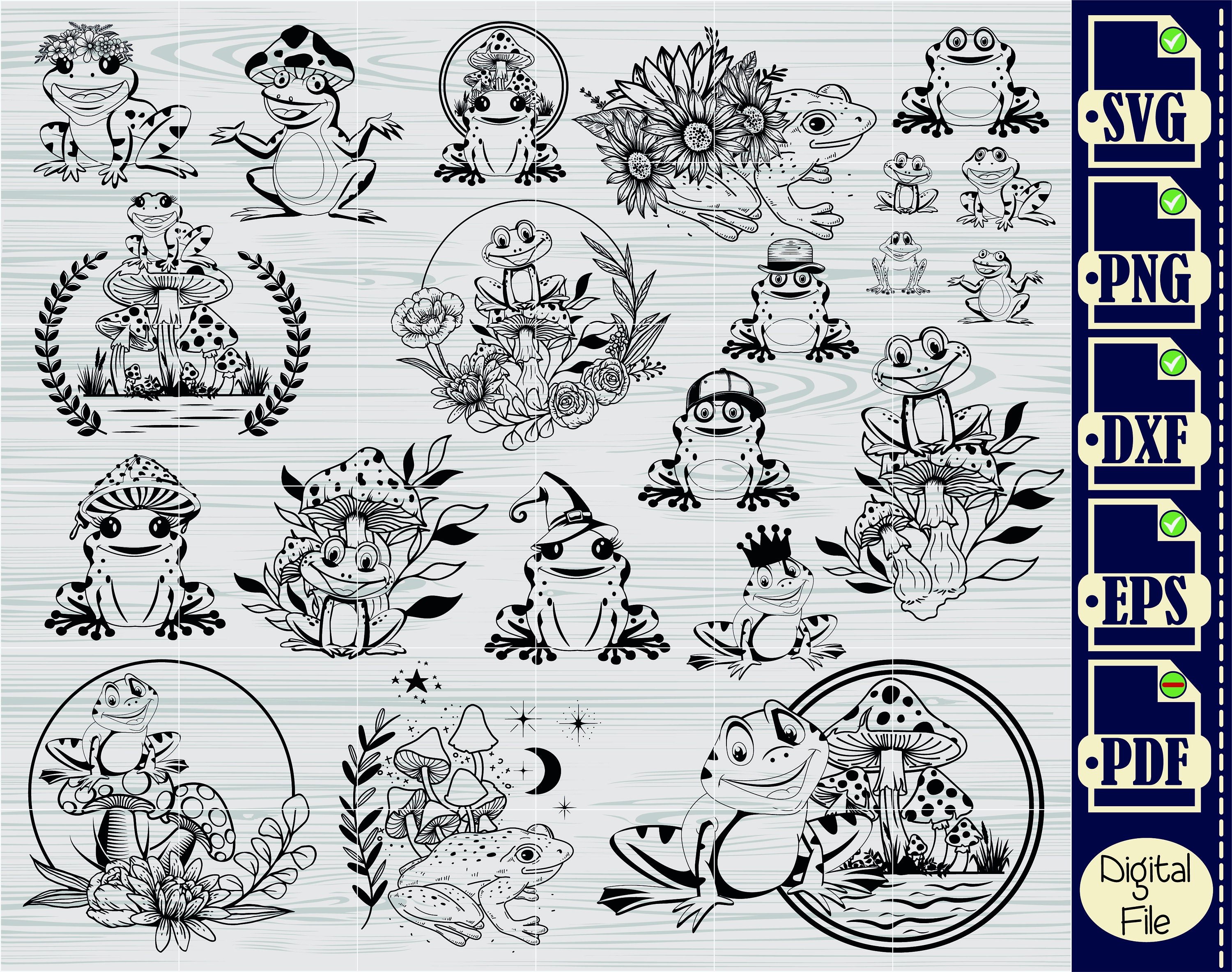 Cute Frog SVG 2 Frog in Mushroom Hat Floral Frog Svg Frog - Etsy Canada