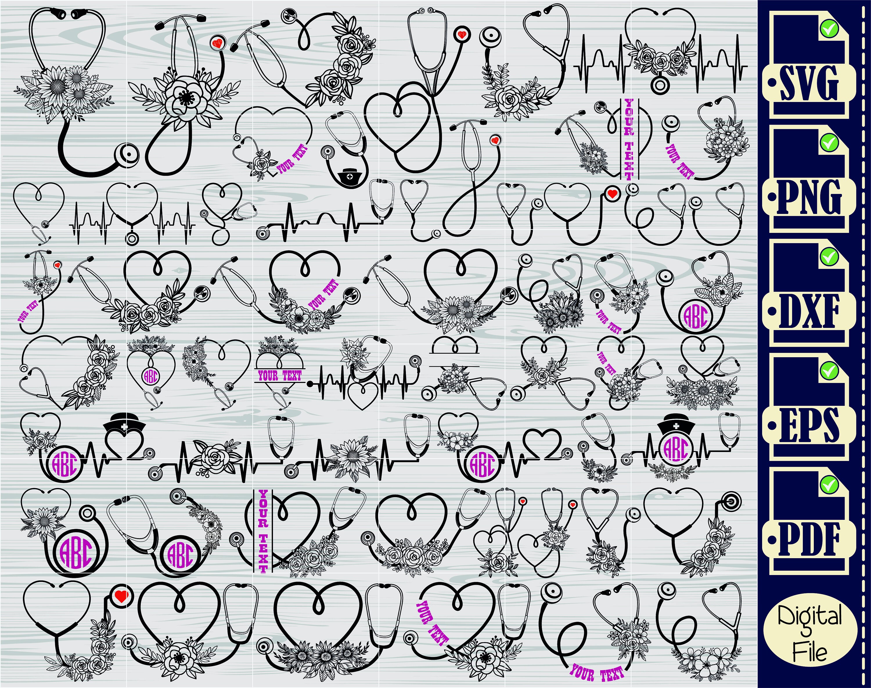 Floral Stethoscope SVG 2 Nurse Cut File Nurse Svg File - Etsy Canada
