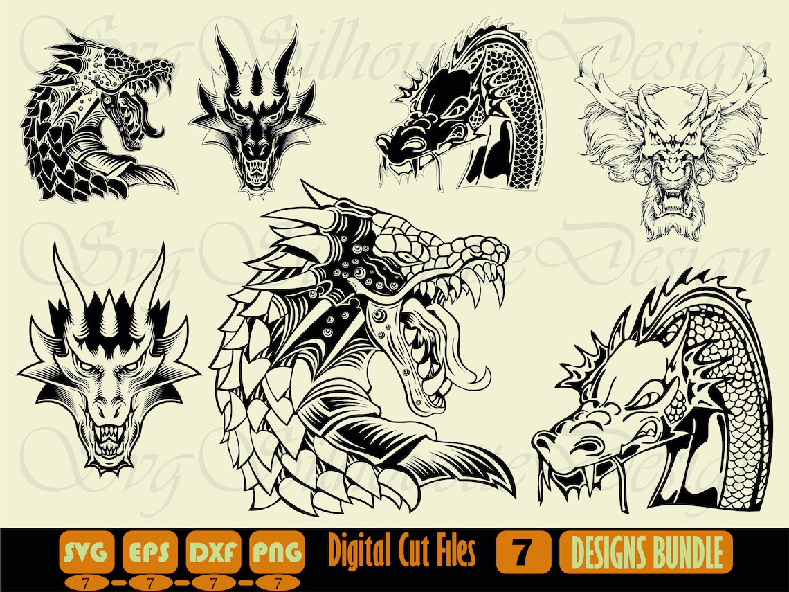Dragon Head SVG Dragon Mascot Svg Dragon Tatto Dragon | Etsy