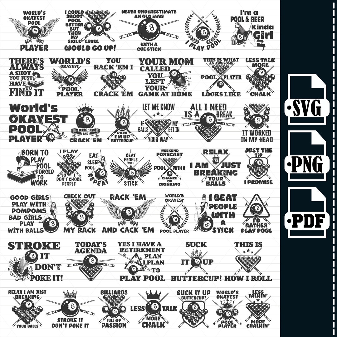 Billiards Svg Bundle,#2, Snooker Svg, Pool Svg, Billiards Clipart ...