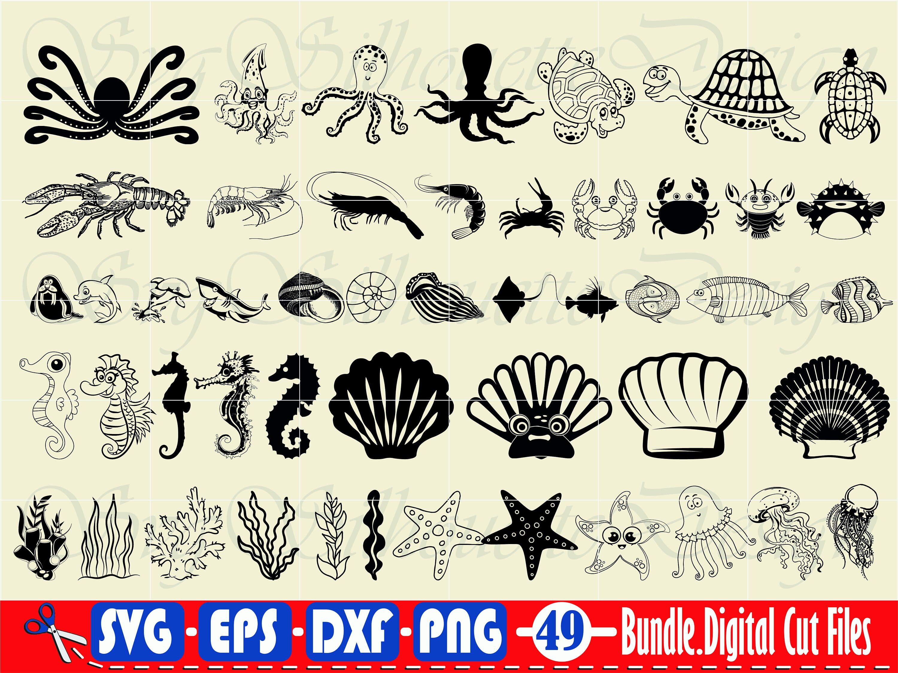 Ocean Animals SVG Under the Sea DXF Sea Animals Seahorse - Etsy Hong Kong