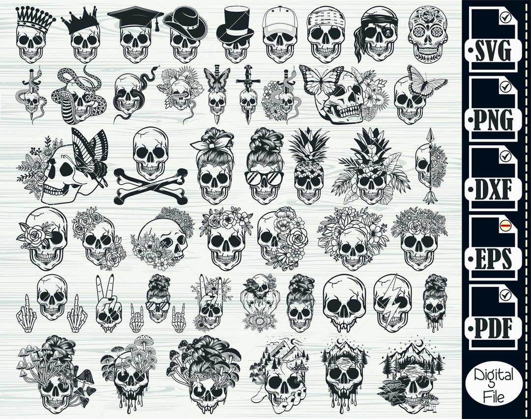 Skull Svg File 2 Floral Skull Svg Cut File Native Skull Svg Clipart