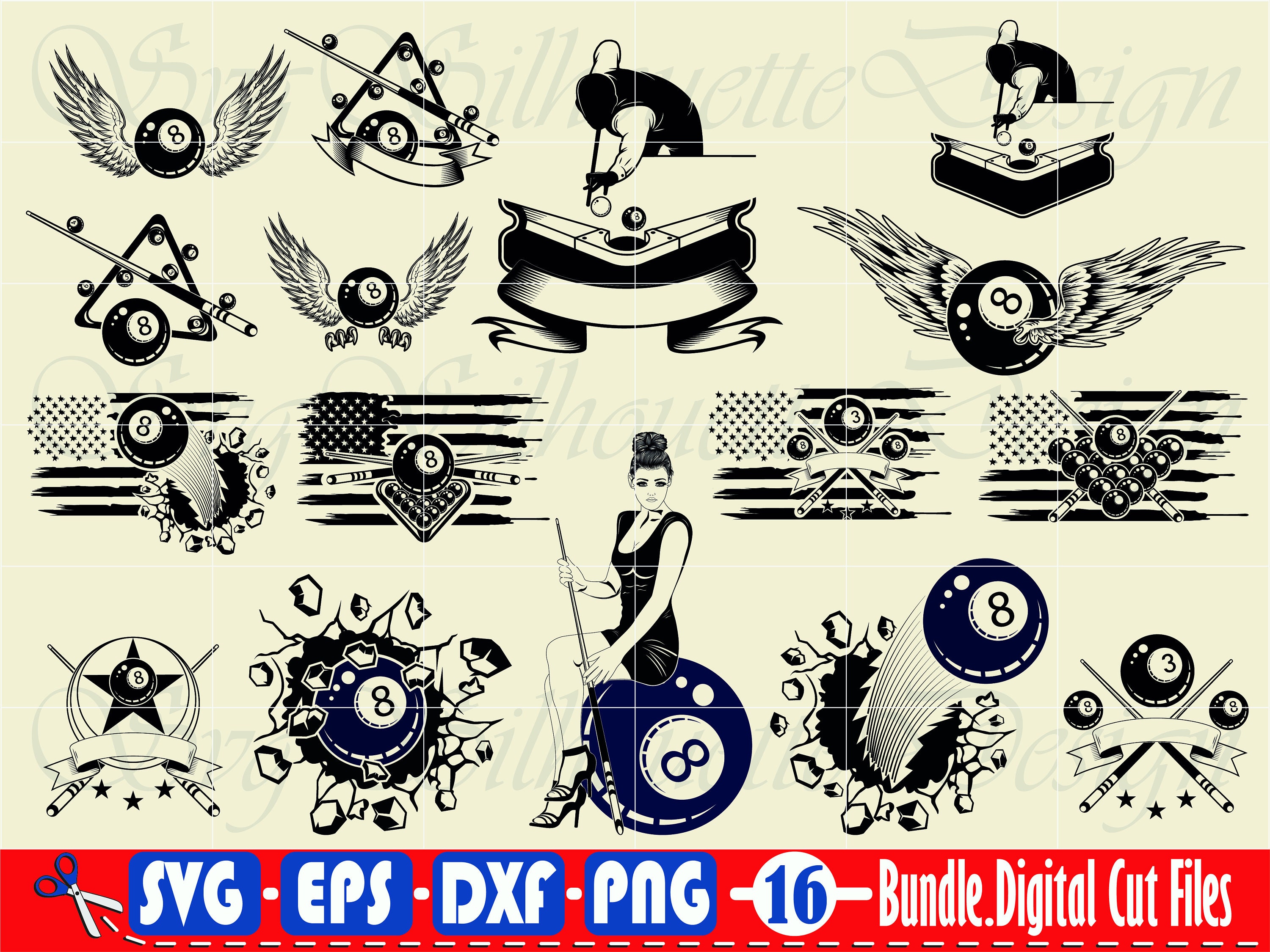Billard svg Bundle 2 Snooker Svg Pool Svg Billards | Etsy