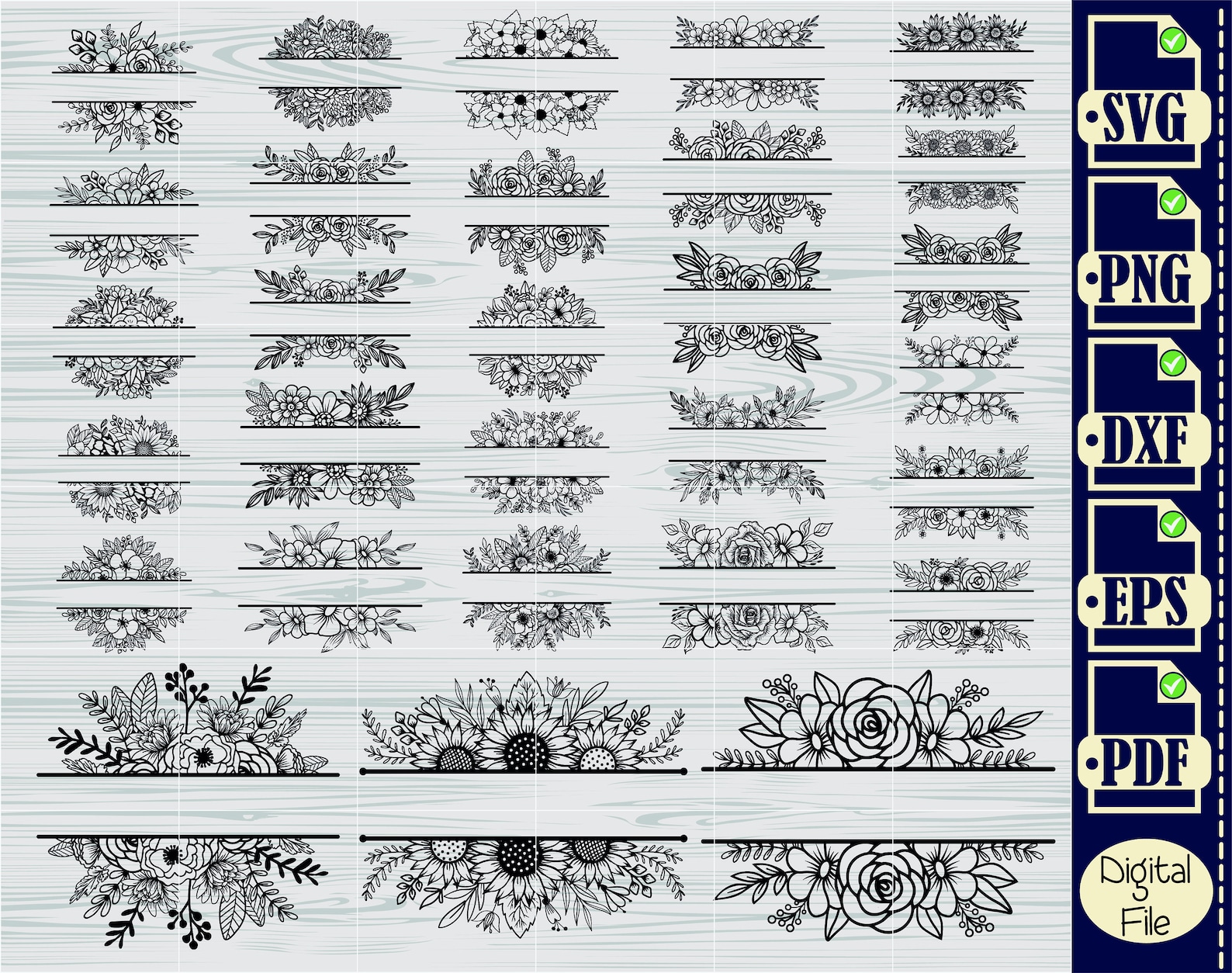 Floral Frame Monogram SVG, Flower Border Cut File (digital Download) - Etsy