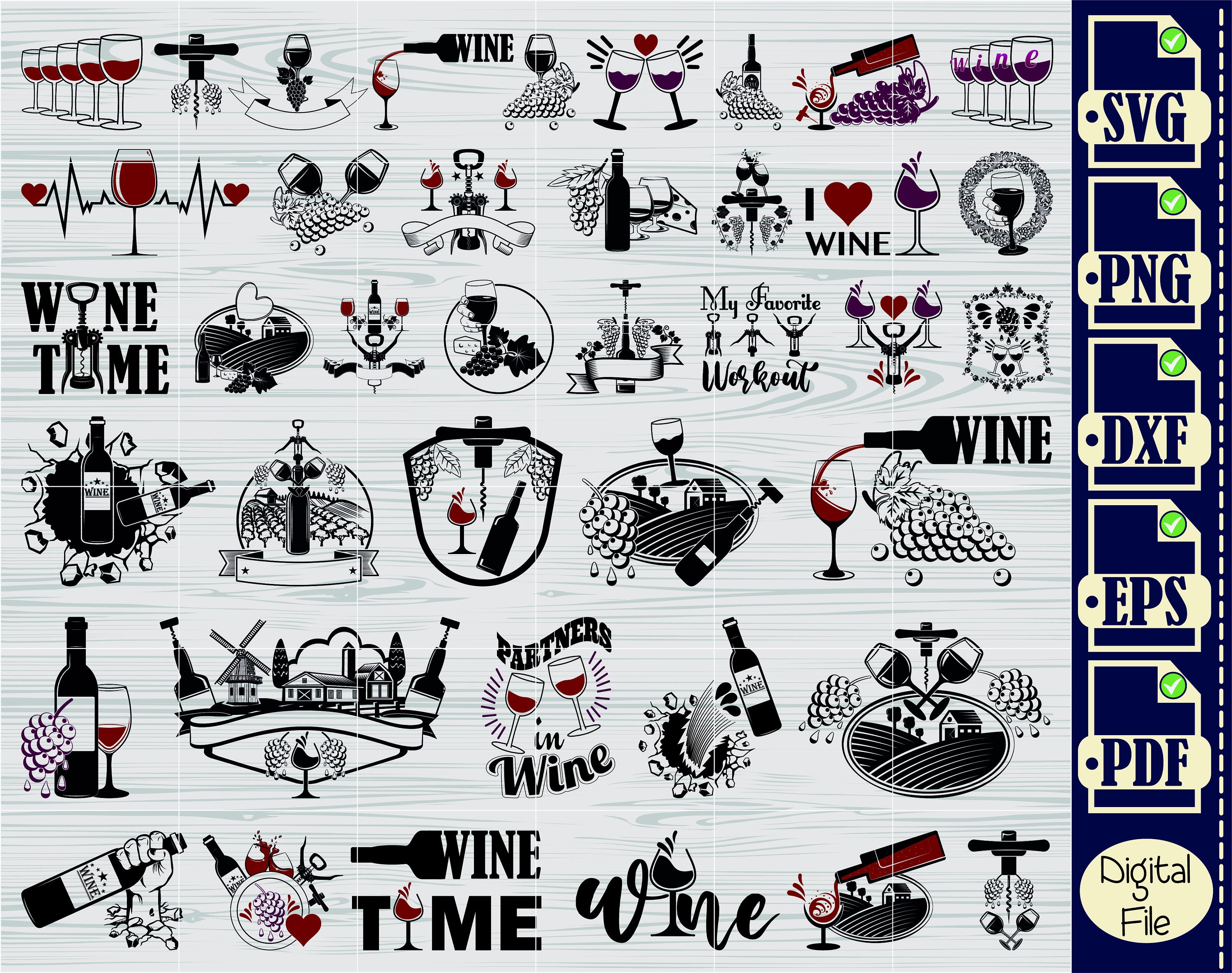 Wine Svg Bundle Wine Svg Wine Glass Svg Wine Lovers Wine - Etsy