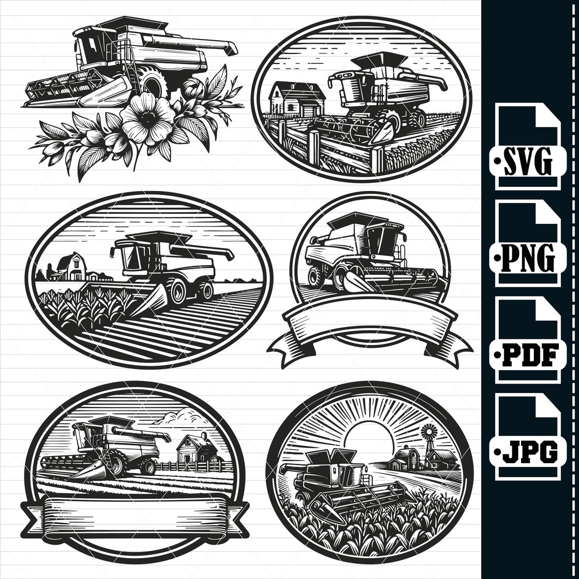Combine Harvester SVG, Farm Vehicle SVG, Wheat Harvester Svg, Combine ...