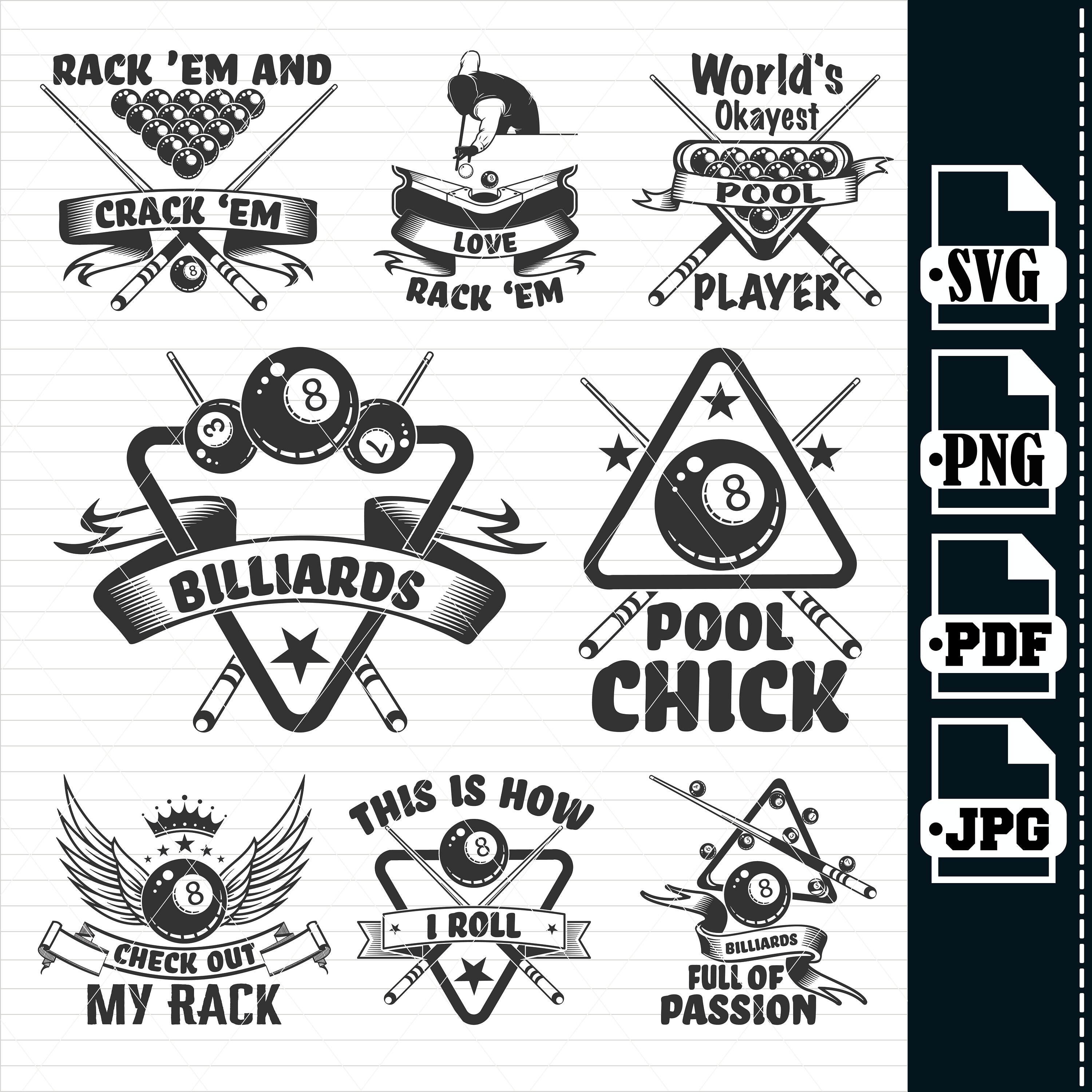 Billiards SVG Bundle, Pool Clip Art, Cut Files (svg, Png, Pdf, Jpg) - Etsy
