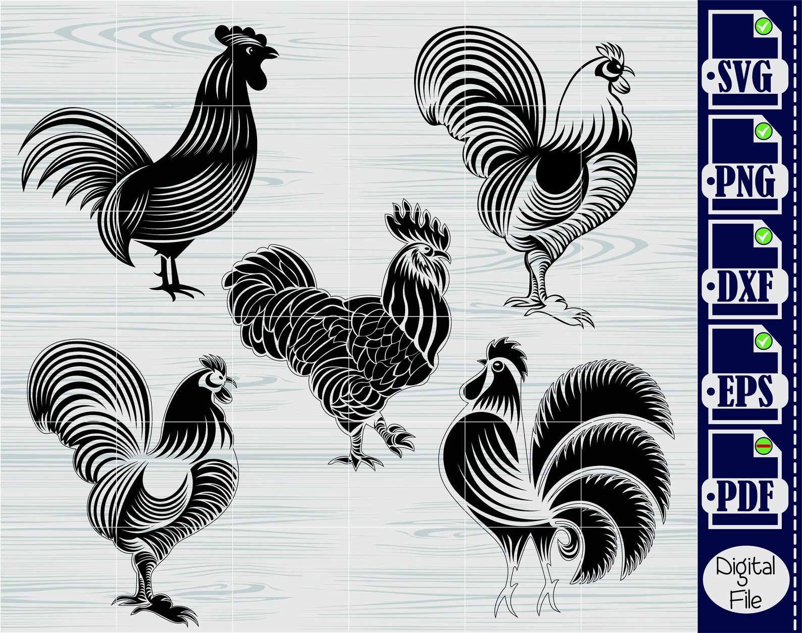 Rooster SVG Rooster SVG Bundle Rooster Clipart Rooster Cut - Etsy