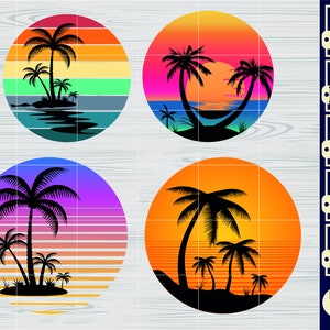 Sunset Palm Tree SVG Bundle, Beach Clipart (digital Files) - Etsy