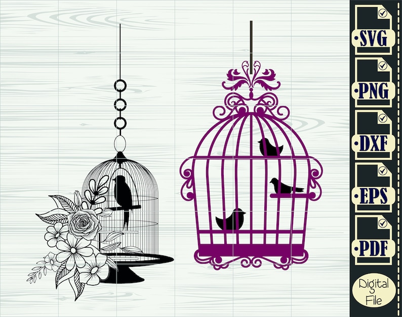 Bird Cage SVG Bundle Floral Bird Cage Cut File for - Etsy