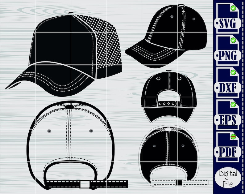 Baseball Cap SVG Bundle, Snapback Hat Cut Files (svg, Png, Dxf, Eps) - Etsy
