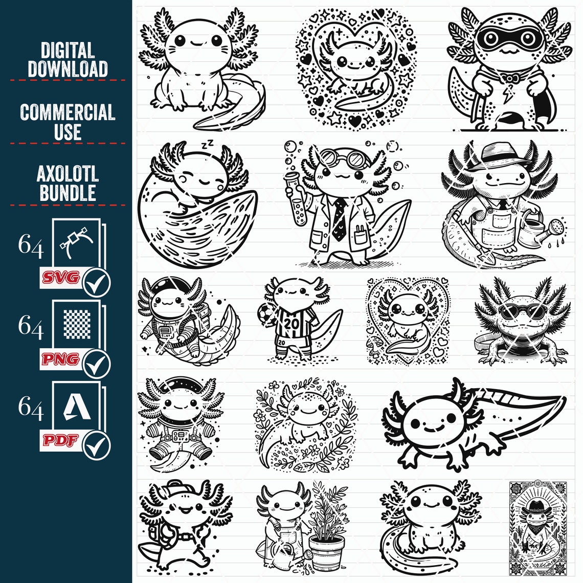 Axolotl Clipart SVG Mega Bundle (digital Download - Etsy