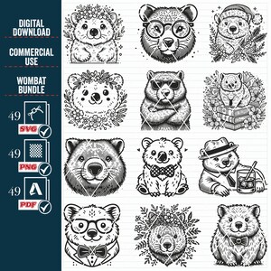 WOMBAT SVG PNG Big Bundle, Wombat Cut File, Animal Face Svg Cut File ...