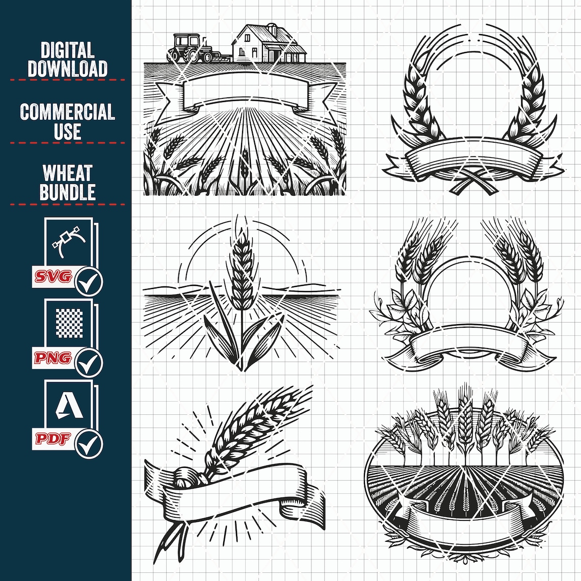 Wheat SVG Clipart Bundle, Grain Vector Cut Files (digital Download) - Etsy