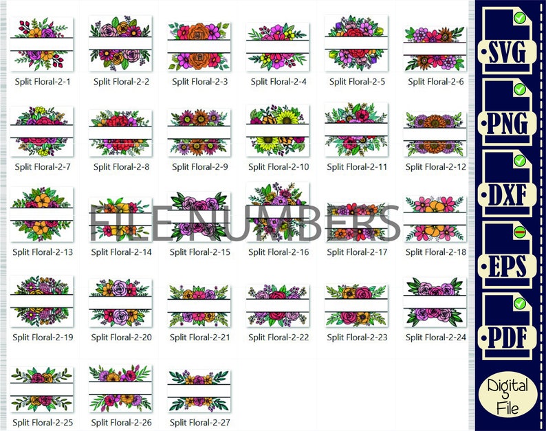 Floral Split Frame SVG, Flower Monogram Border (cut Files) - Etsy Canada