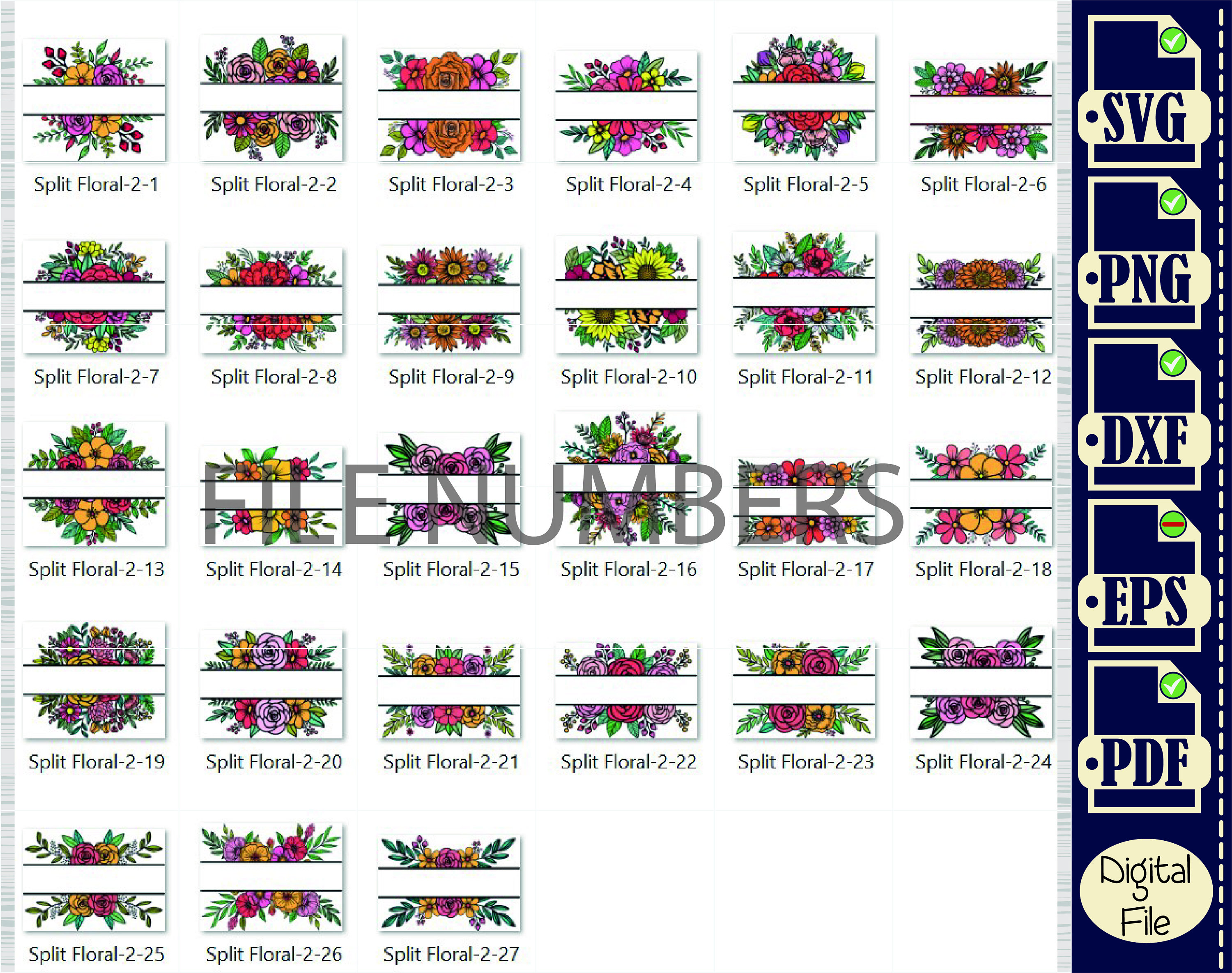 Split Floral Frame SVG3 Split Flower Frame SVG Floral - Etsy