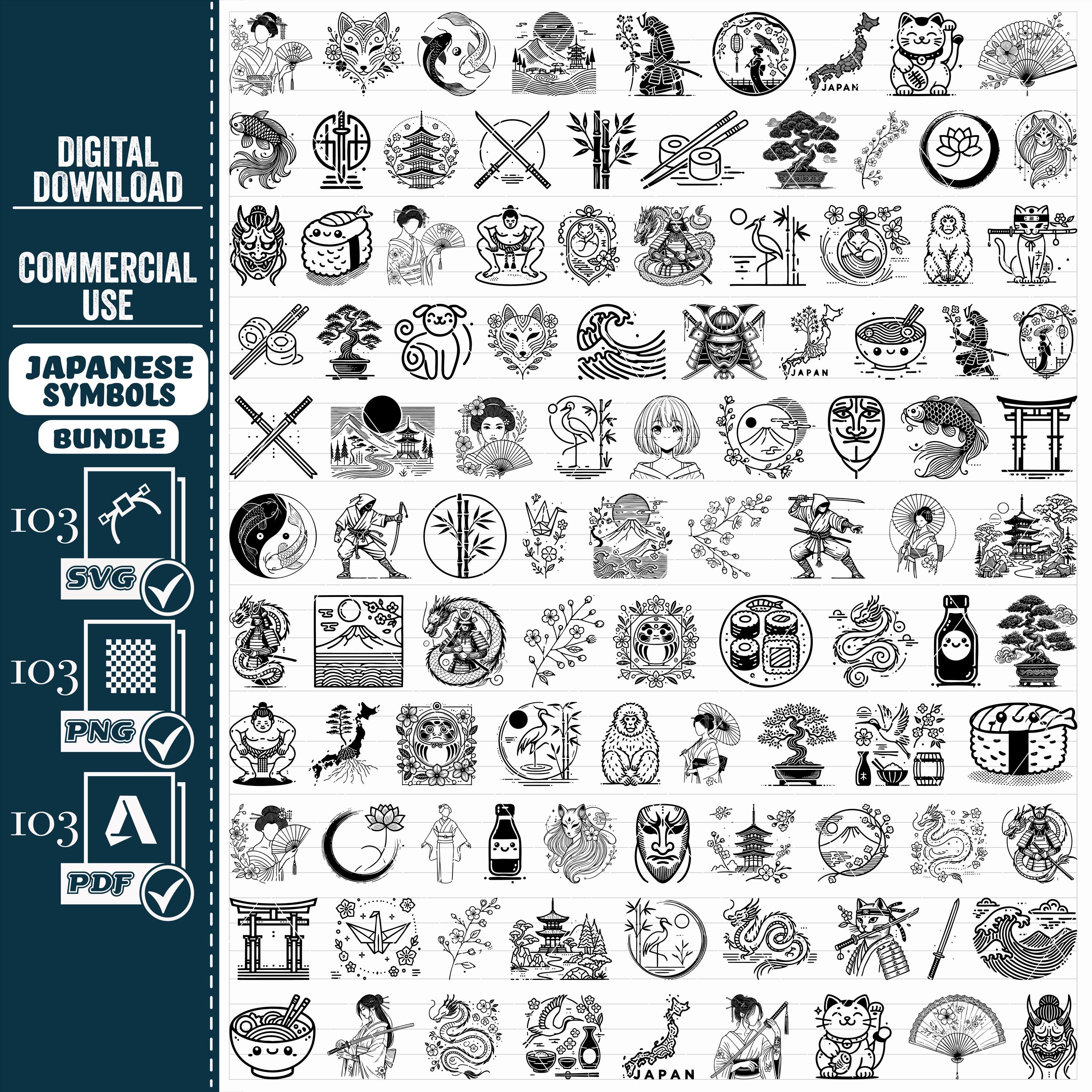 Japanese SVG Bundle, Japanese Symbols Svg, Japan File for Cricut, Japan ...