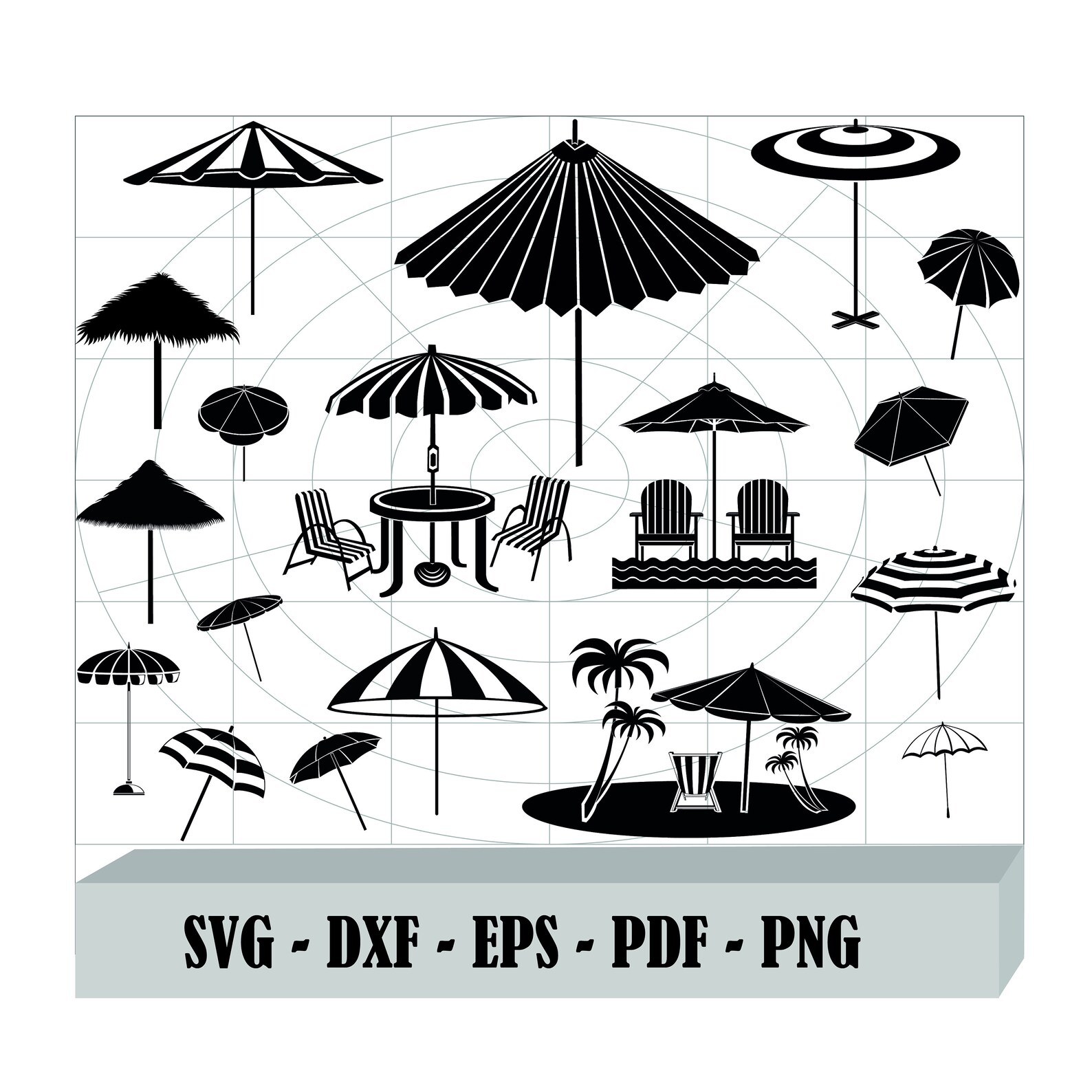 Beach Umbrella Svg Bundle Beach Umbrella Svg Clipart Cut Etsy