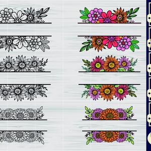 Split Floral Frame SVG,#1, Floral Border SVG, Flower Monogram, Wedding ...