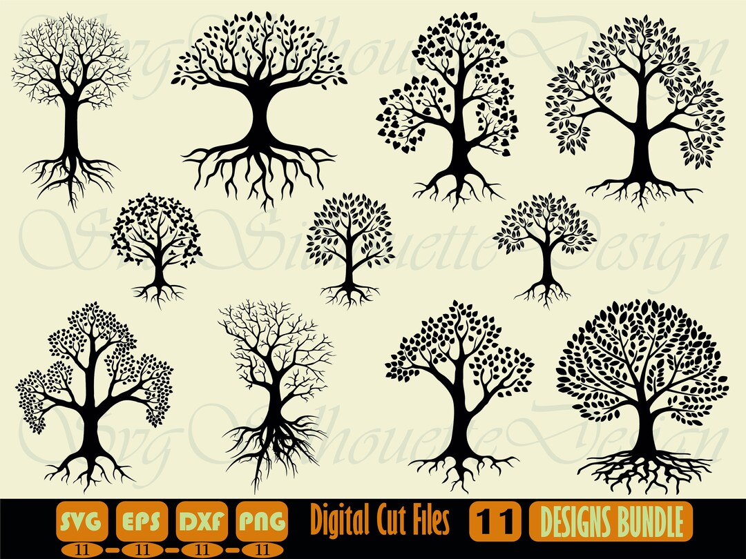 Albero con fascio SVG radici, radici albero SVG, Clipart, Taglia file ...