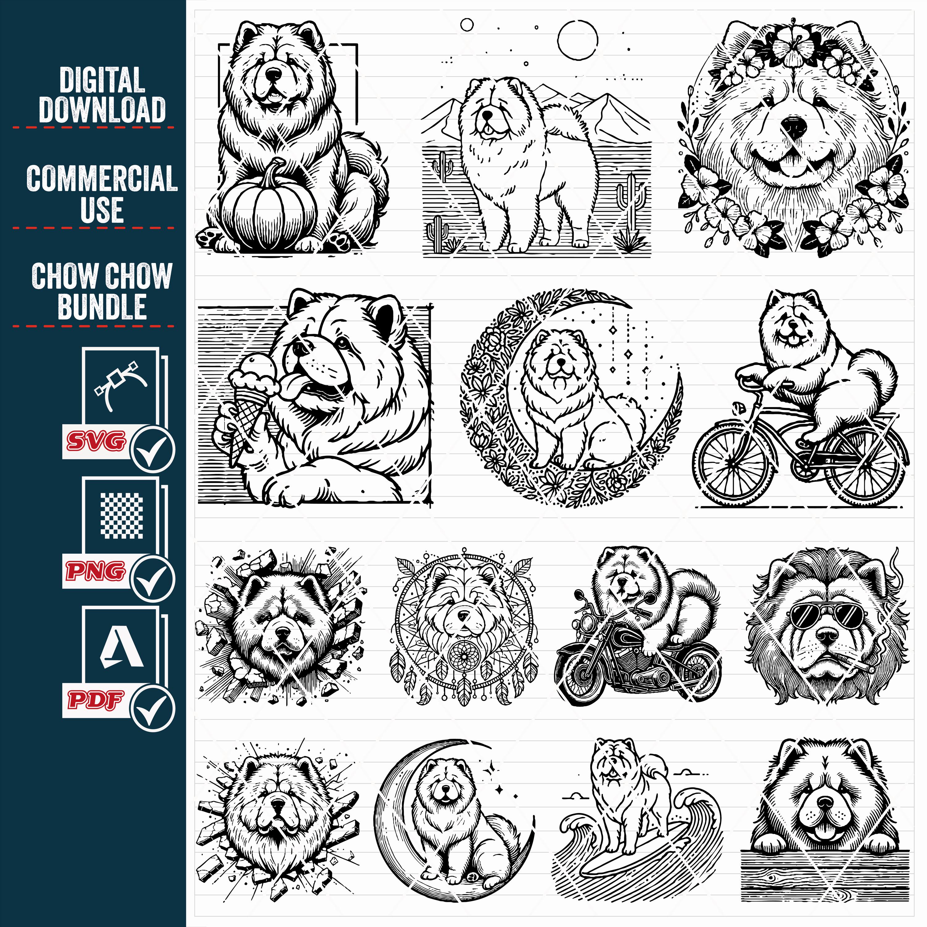 Chow Chow Clipart Bundle, Dog Vector Illustration (SVG, PNG, PDF) - Etsy