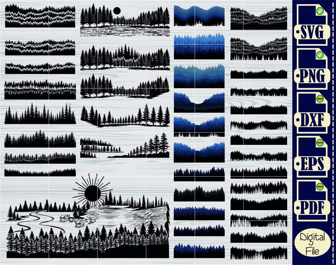 Forest Landscape SVG Bundle, Pine Tree Clipart (digital) - Etsy