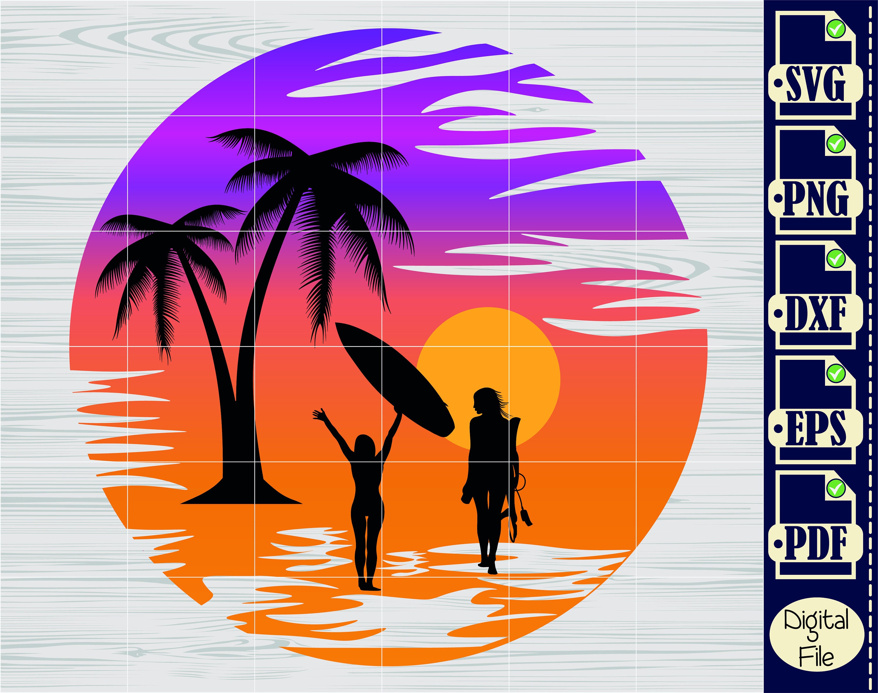 Sunset Palm Tree SVG Bundle, Beach Clipart (digital Files) - Etsy