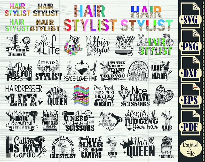 Hair Stylist SVG Bundle, Floral Scissors, Salon Monogram (digital File ...