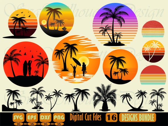Design Eps Dxf Palm Tree SVG Bundle Palm Tree Clipart Files for Cricut ...