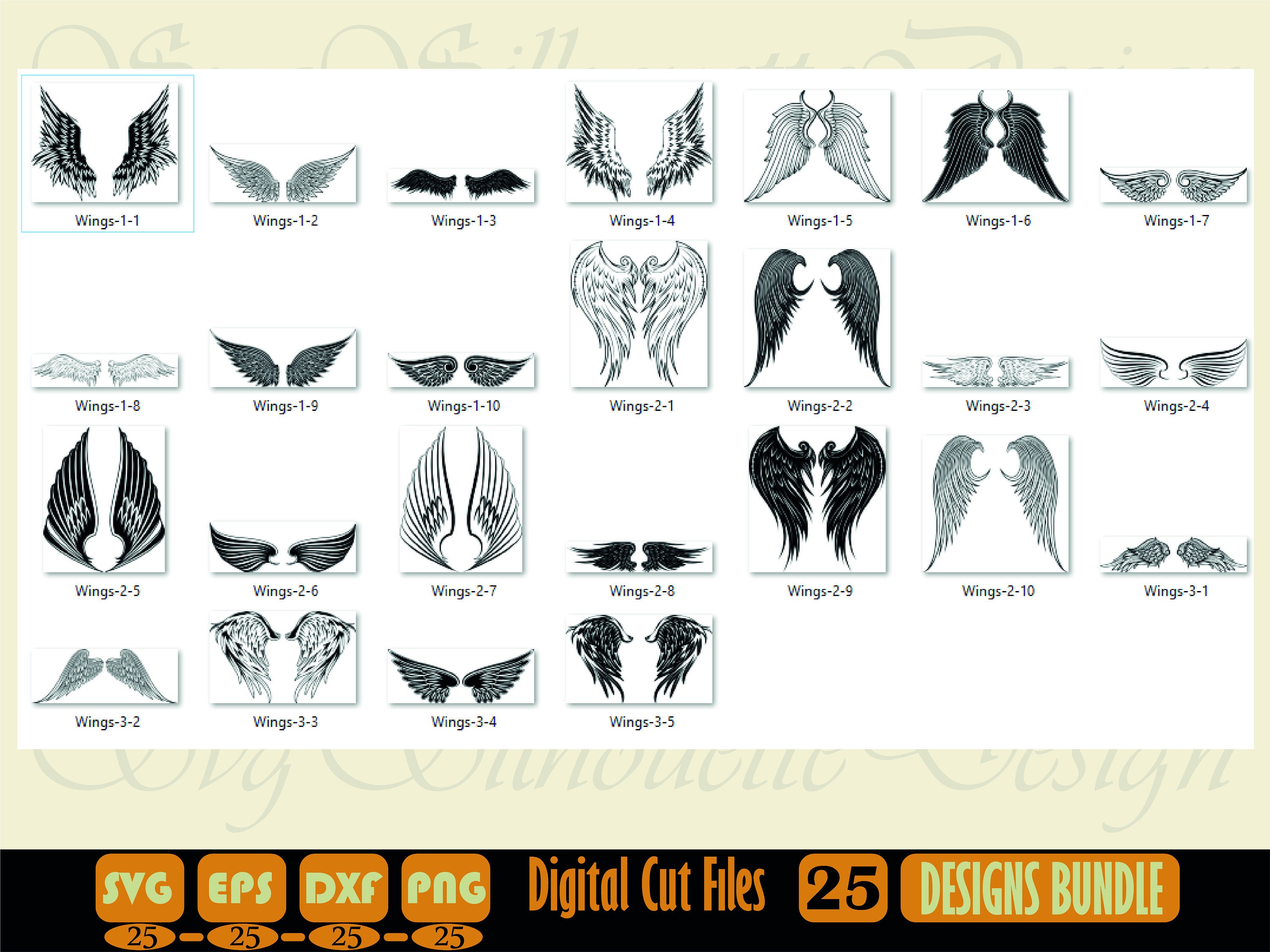 Wings Outline 1 SVG Bundle Wings Svg Wing SVG Wings | Etsy