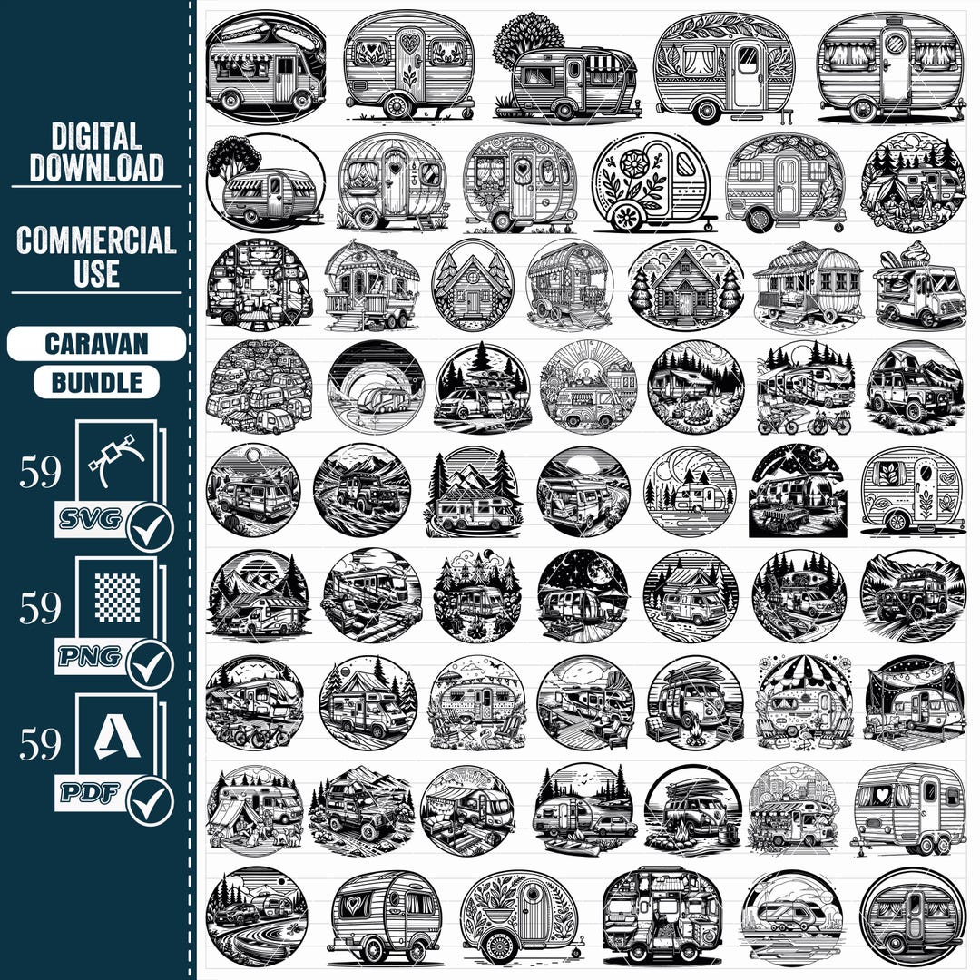 CARAVAN SVG Bundle, Happy Camper Svg, Camper Svg, Car Svg, Camping Svg ...