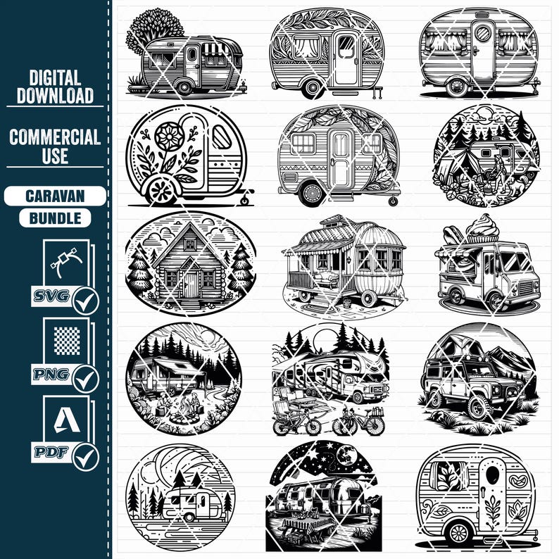 CARAVAN SVG Bundle, Happy Camper Svg, Camper Svg, Car Svg, Camping Svg ...