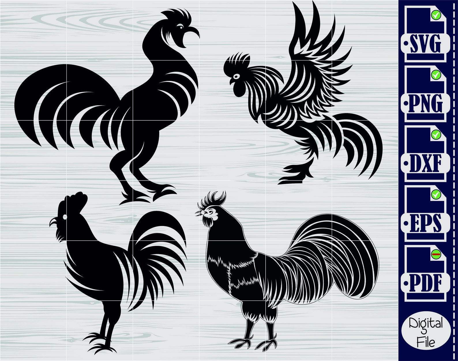 Rooster SVG Rooster SVG Bundle Rooster Clipart Rooster Cut - Etsy